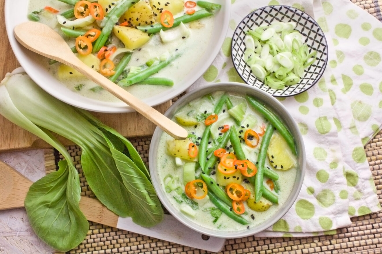 Grünes Bohnen-Kartoffel-Curry mit Pak Choi | Toastenstein.com